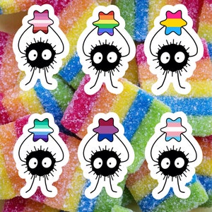 Soot Sprite Gay Pride Flag LGBTQ Sticker // Adhesive Cute Anime ...