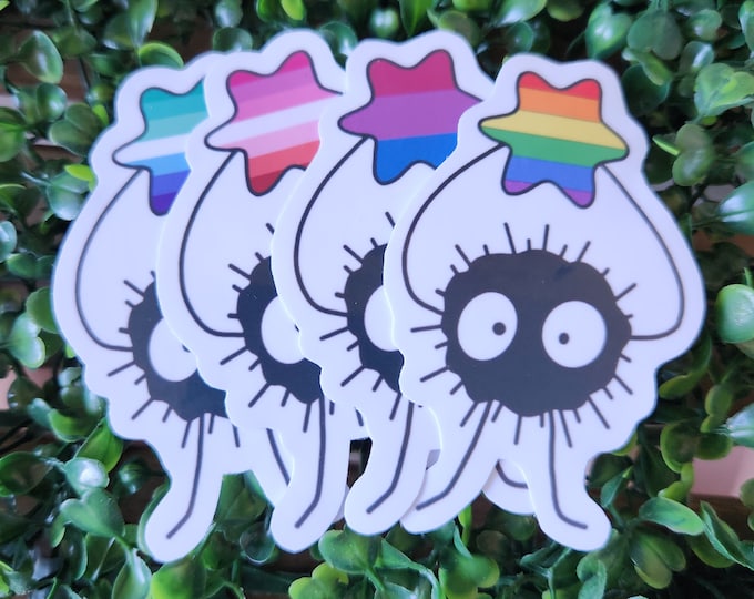 Soot Sprite Gay Pride Flag LGBTQ Sticker // Adhesive Cute Anime ...