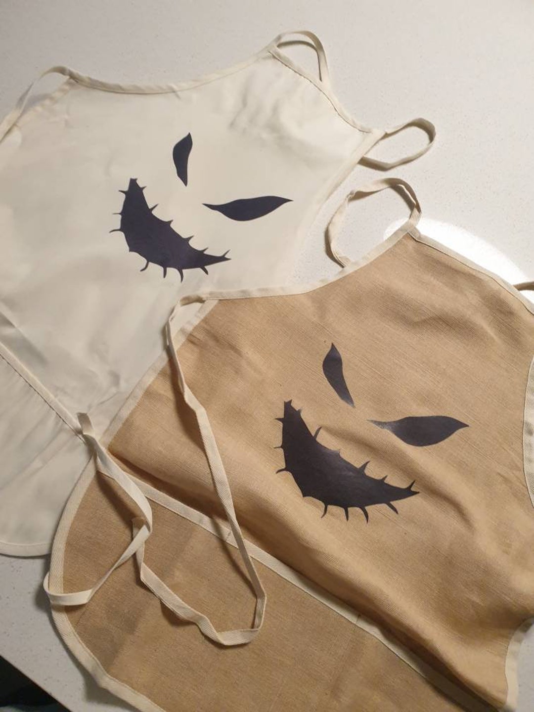 Halloween Apron Adult Sized Oogie Face Pop Culture Canvas Burlap Spooky ...