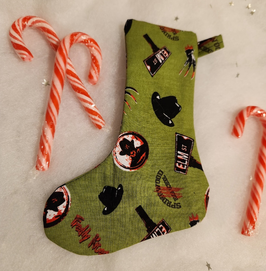 Mini Christmas Stocking Horror Freddy Elm Halloween Spooky Fabric Print ...