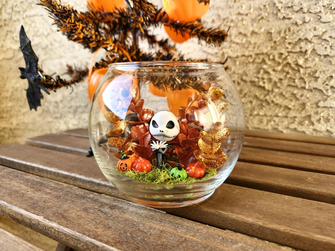 Horror Decor Floral Terrarium Halloween Ornament Spooky Pumpkin King ...