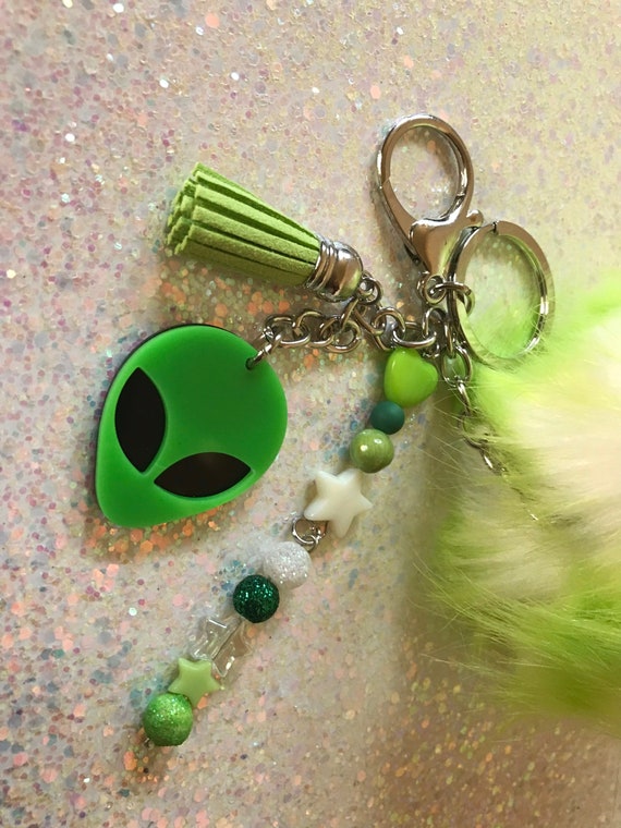 Alien Keychain Neon Green Alien Space Backpack Bag Purse - Etsy