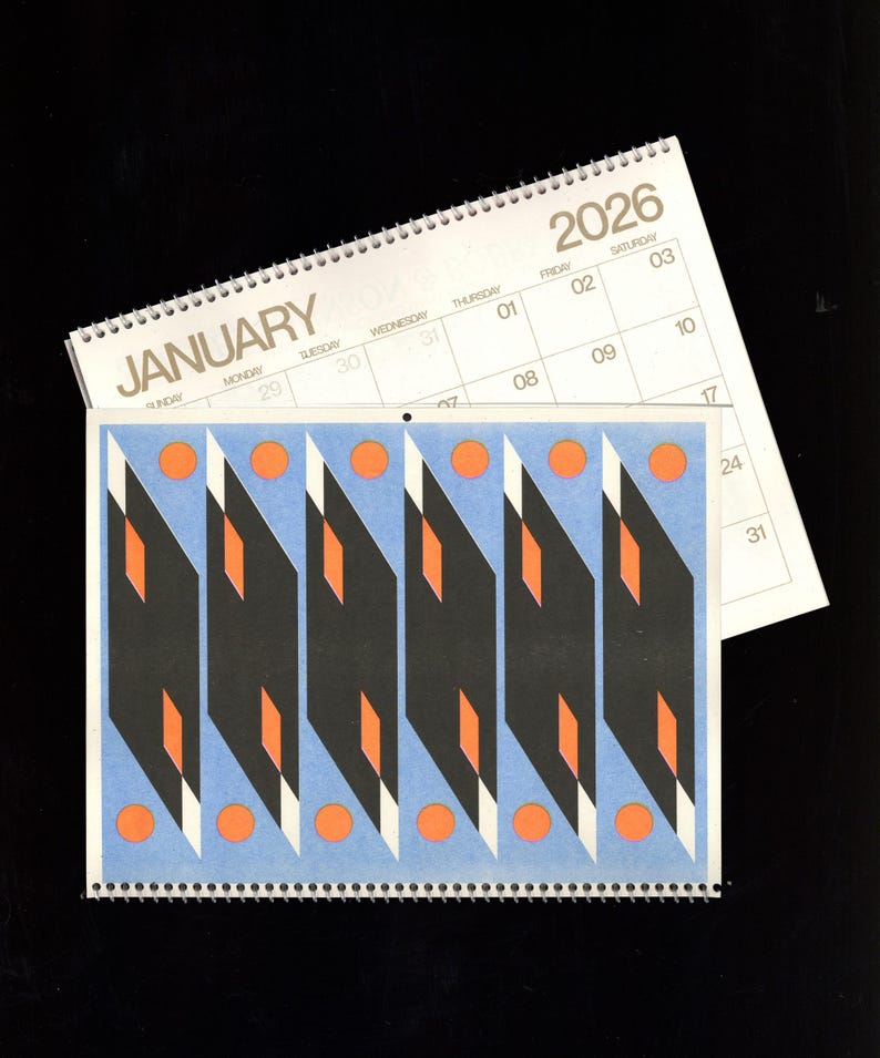 2026 MCM Risograph Shapes Calendar - Mid Century Modern Style - Etsy