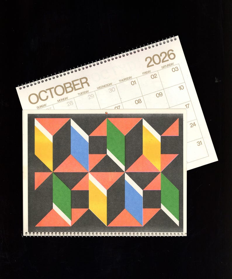 2026 MCM Risograph Shapes Calendar - Mid Century Modern Style - Etsy