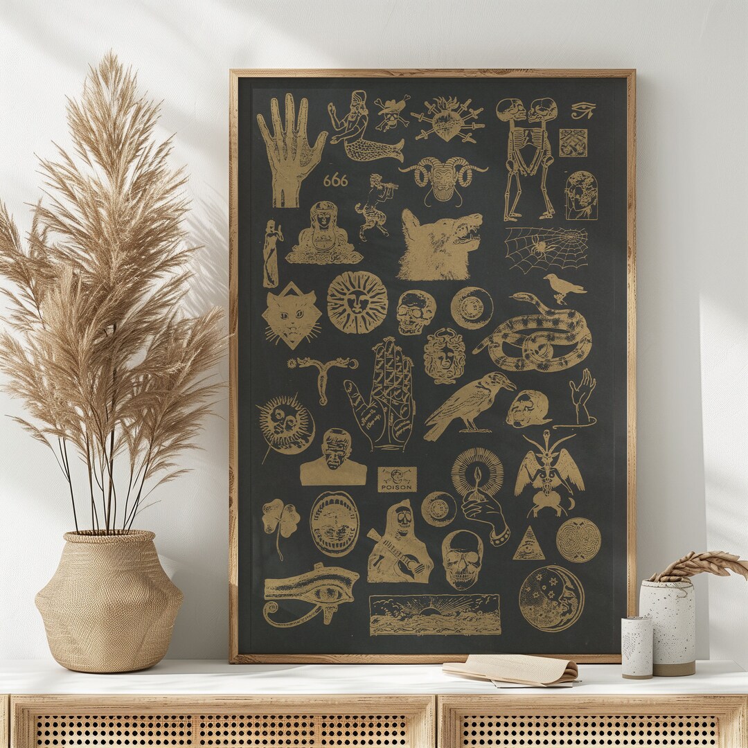Darkness Occult & Esoteric Risograph Black and Gold Poster - Etsy