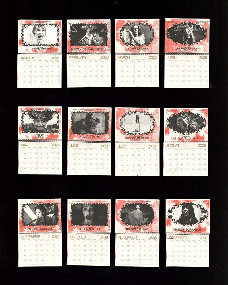 2026 Women of Horror Risograph Wall Calendar - Etsy