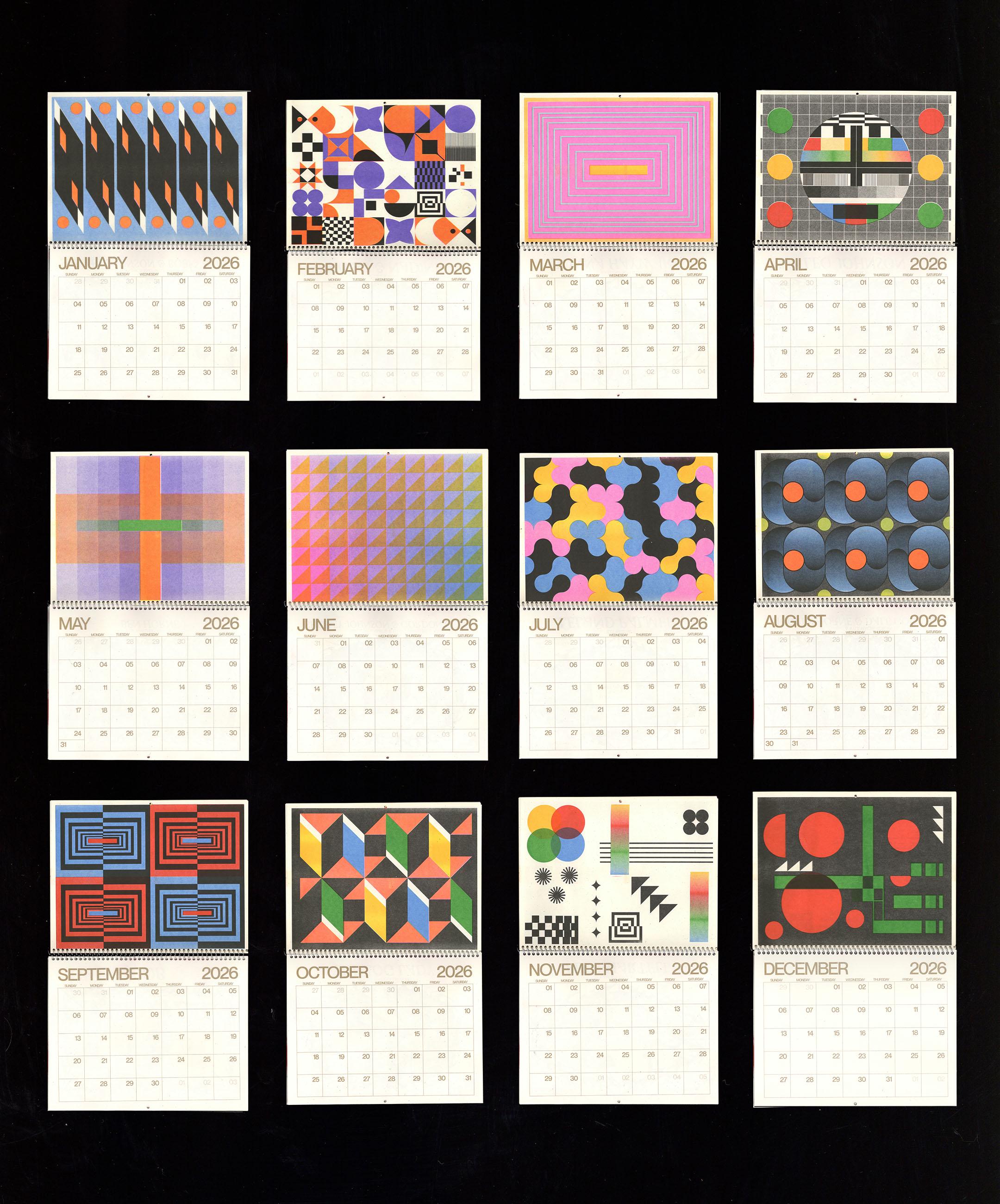 2026 MCM Risograph Shapes Calendar - Mid Century Modern Style - Etsy