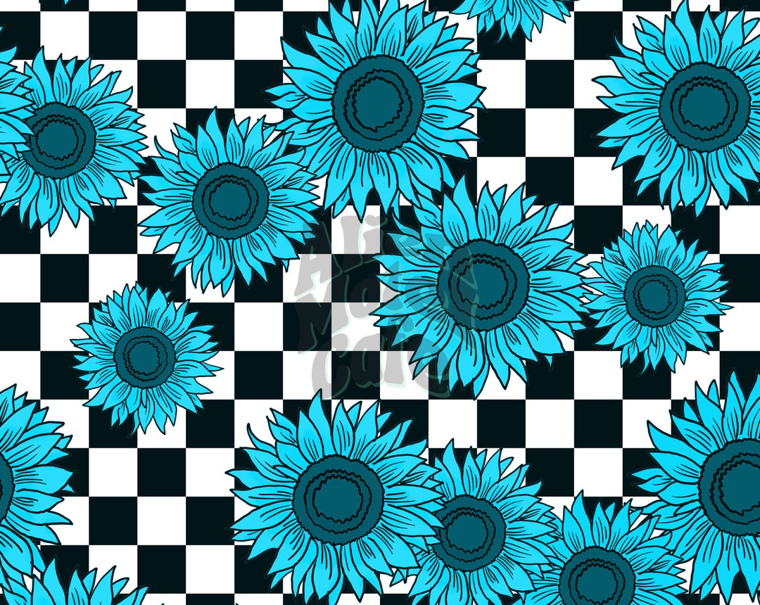 90s Checkerboard Sunflowers Print Seamless Repeat Digital - Etsy