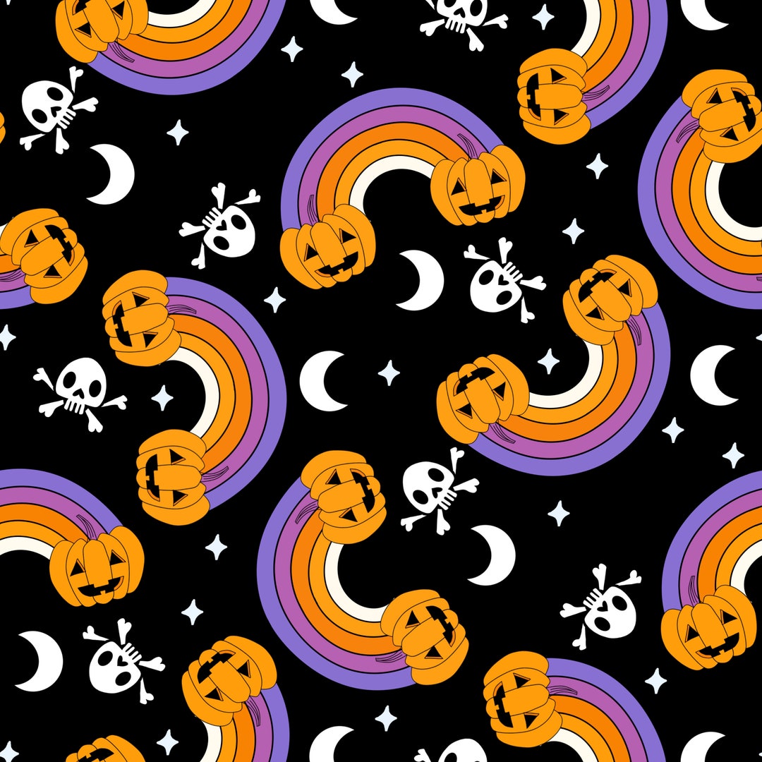 Pumpkin Halloween Rainbow Seamless Repeat Pattern Commercial - Etsy
