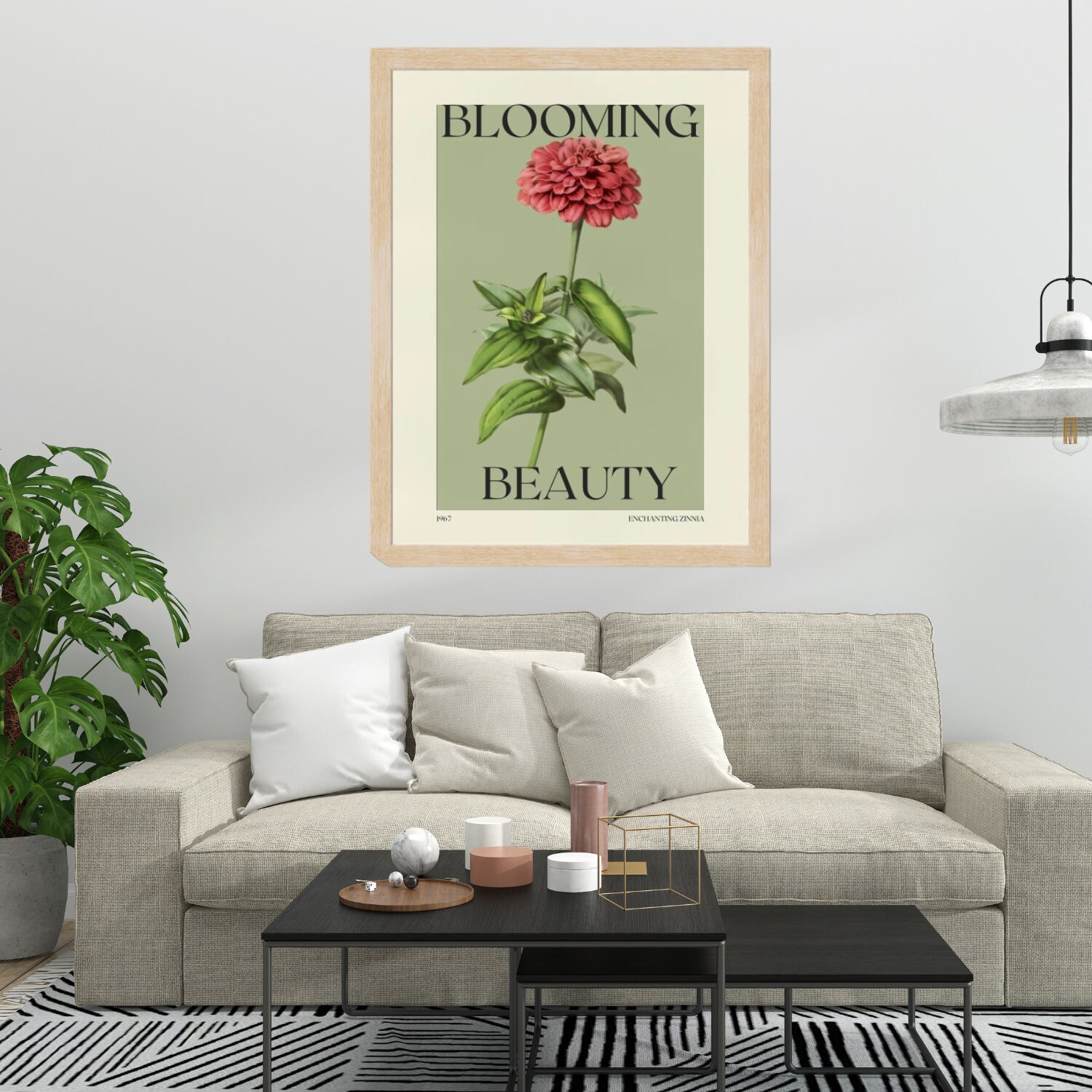 Vintage Zinnia Flower| Digital Printable Wall Art| Floral Home Decor ...