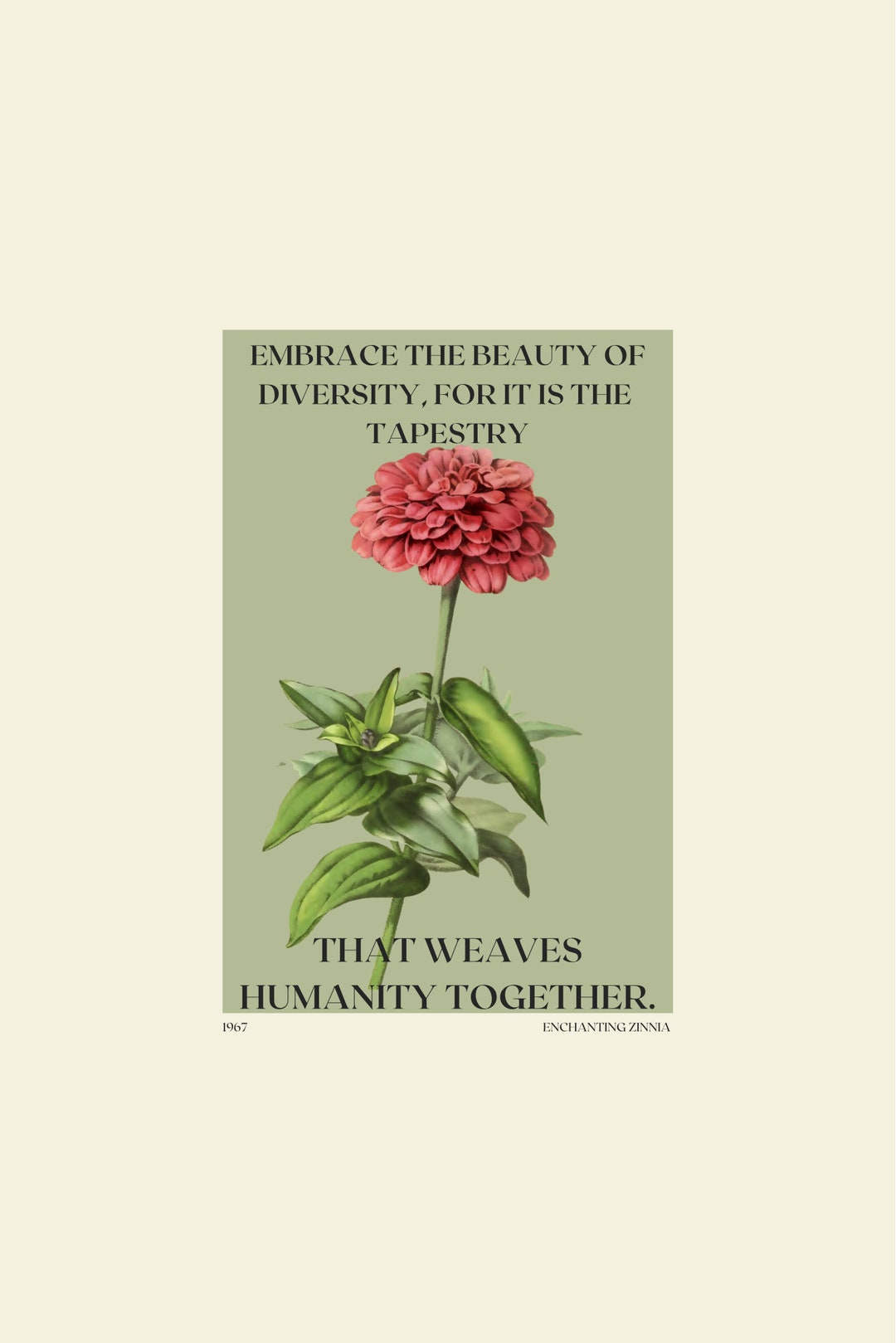 Vintage Zinnia Flower| Digital Printable Wall Art| Floral Home Deco ...