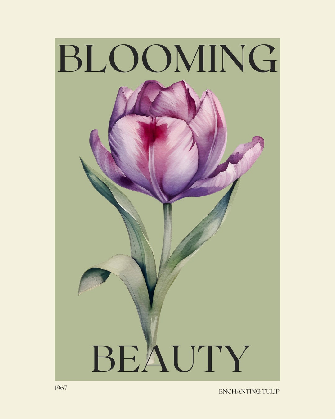 Vintage Tulip Flower| Digital Printable Wall Art| Floral Home Decor ...