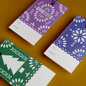 Papel Picado Gift Tags Printable Set of 10 | Christmas Digital Download ...