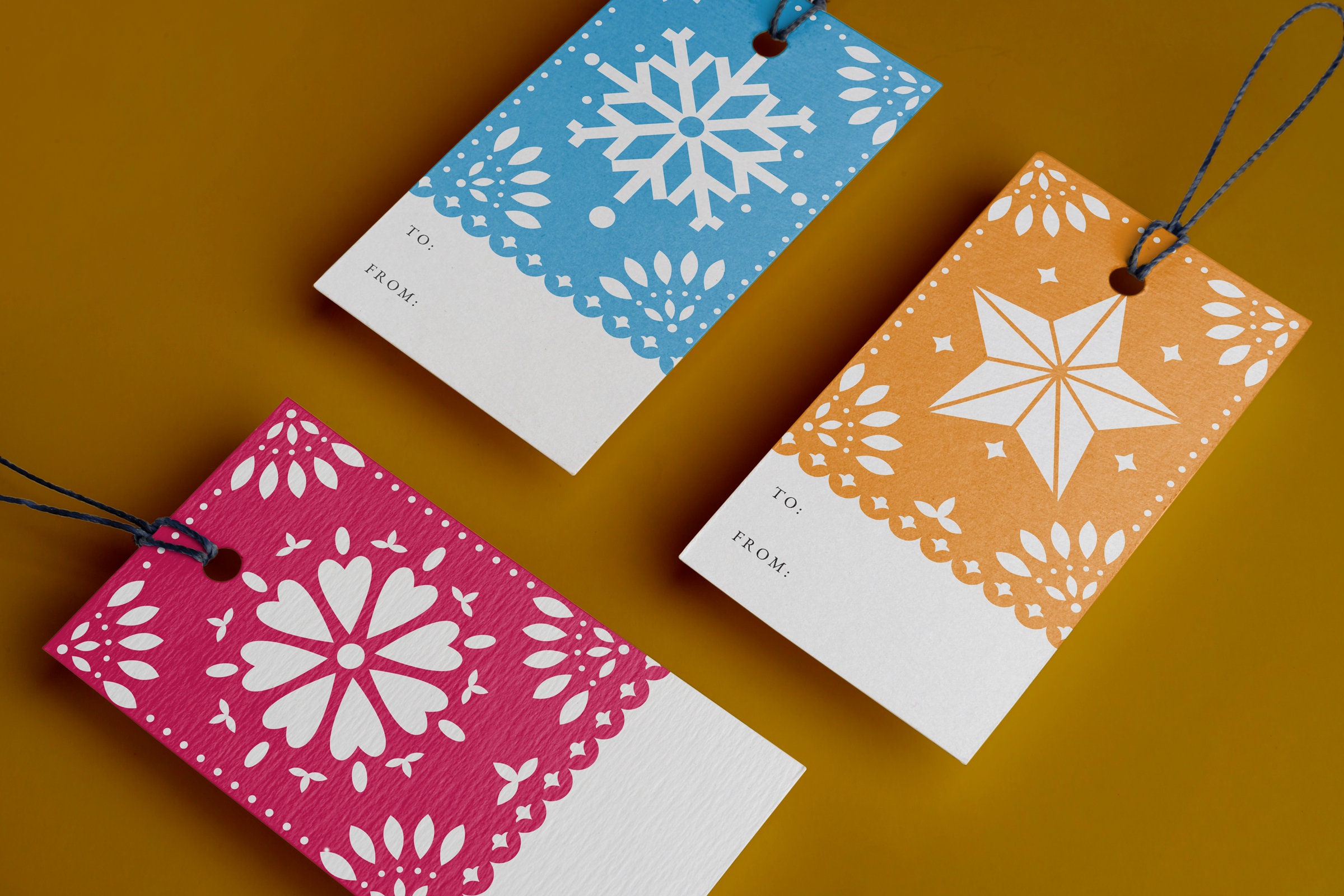 Papel Picado Gift Tags Printable Set of 10 Christmas Digital - Etsy