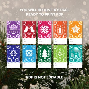 Papel Picado Gift Tags Printable Set of 10 | Christmas Digital Download ...