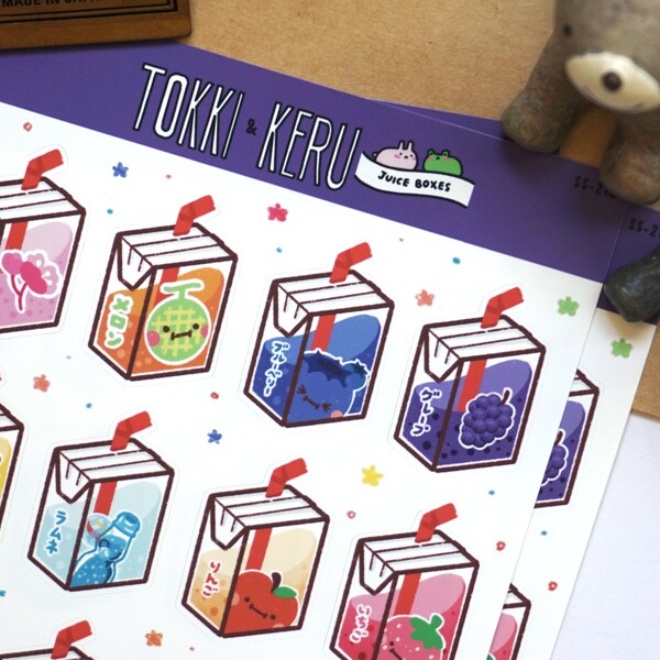 Kawaii Juice Box Stickers - Etsy