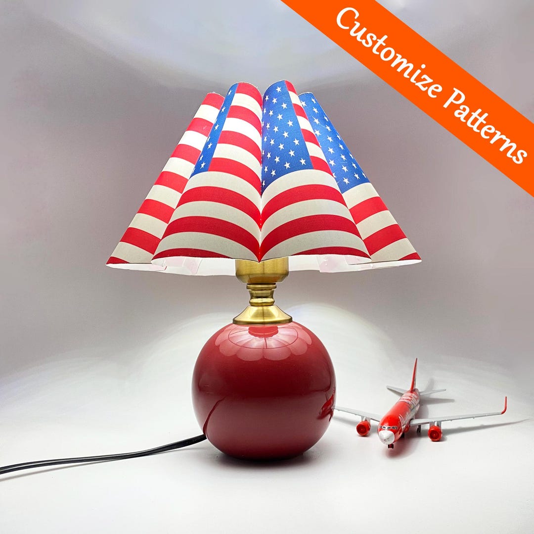 Ceramic Table Lamp With USA Flag Style Fabric Lampshade,flag Pattern ...