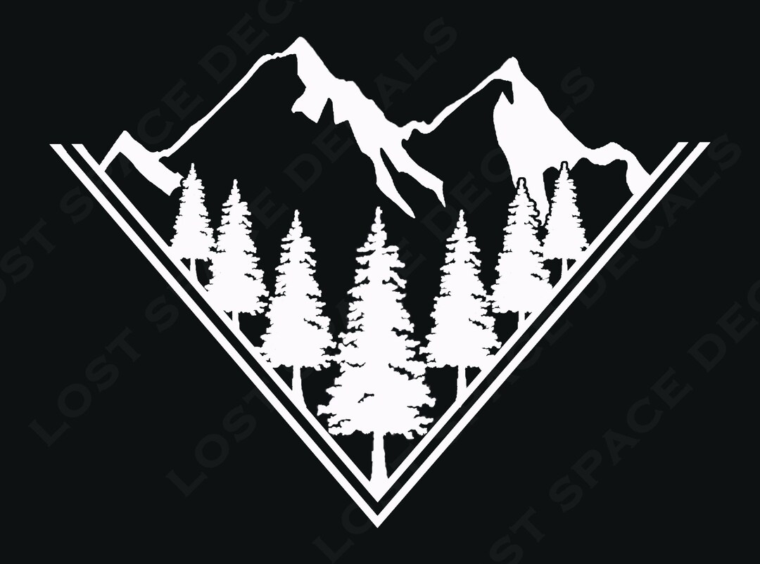 Mountain and Trees Vinyl Decal - Etsy