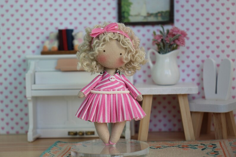 Rag Doll Mini Doll Miniature Doll Fabric Doll Collectible Doll - Etsy