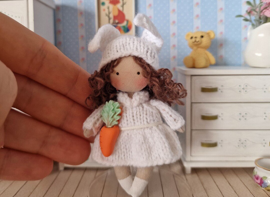 Cute Christmas Gift Miniature Rabbit Bunny Girl Little Cloth Doll for ...