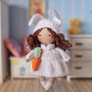 Cute Christmas Gift Miniature Rabbit Bunny Girl Little Cloth Doll for ...