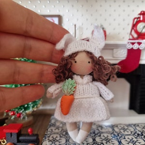 Cute Christmas Gift Miniature Rabbit Bunny Girl Little Cloth Doll for ...