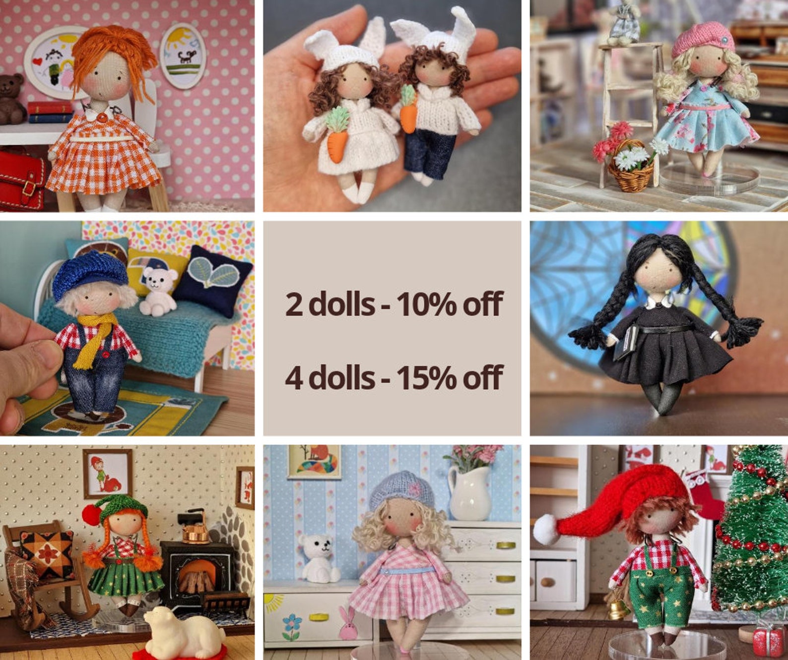 Colección en miniatura linda mini muñeca de tela muñeca - Etsy México