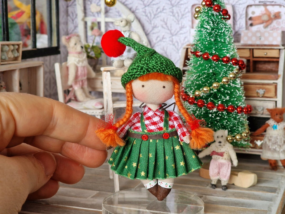 Christmas Gift Little Elf Cloth Doll for Dollhouse 1/12 Scale Miniature ...