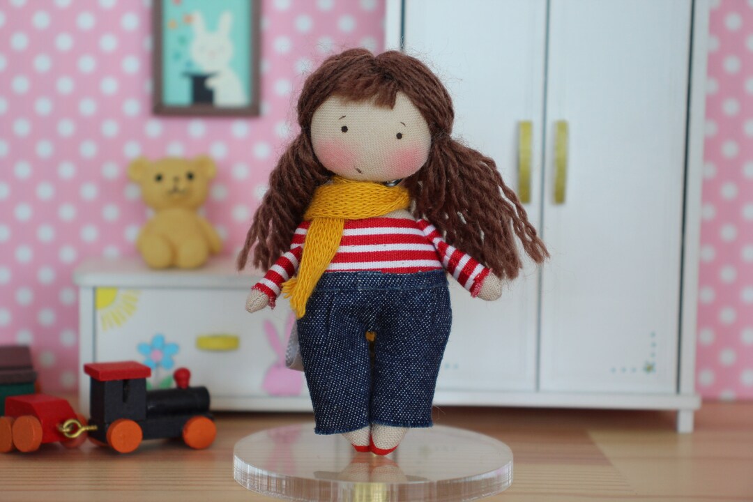 Miniature Rag Doll, Small Textile Doll for 1/12 Scale Dolls House ...