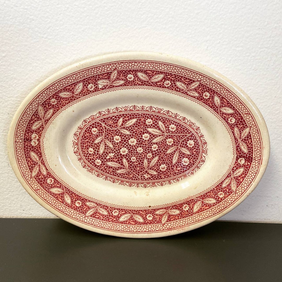 Antique Old Hall Earthenware Co., Pompadour Pattern Oval Dish, England ...