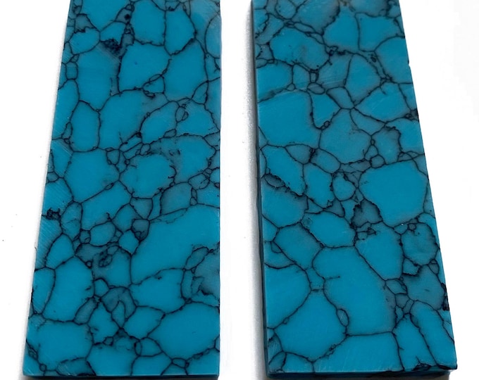 1PAIR 35mmx90mmx5mm Reconstitute Arizona Turquoise Resin Recon Stone ...