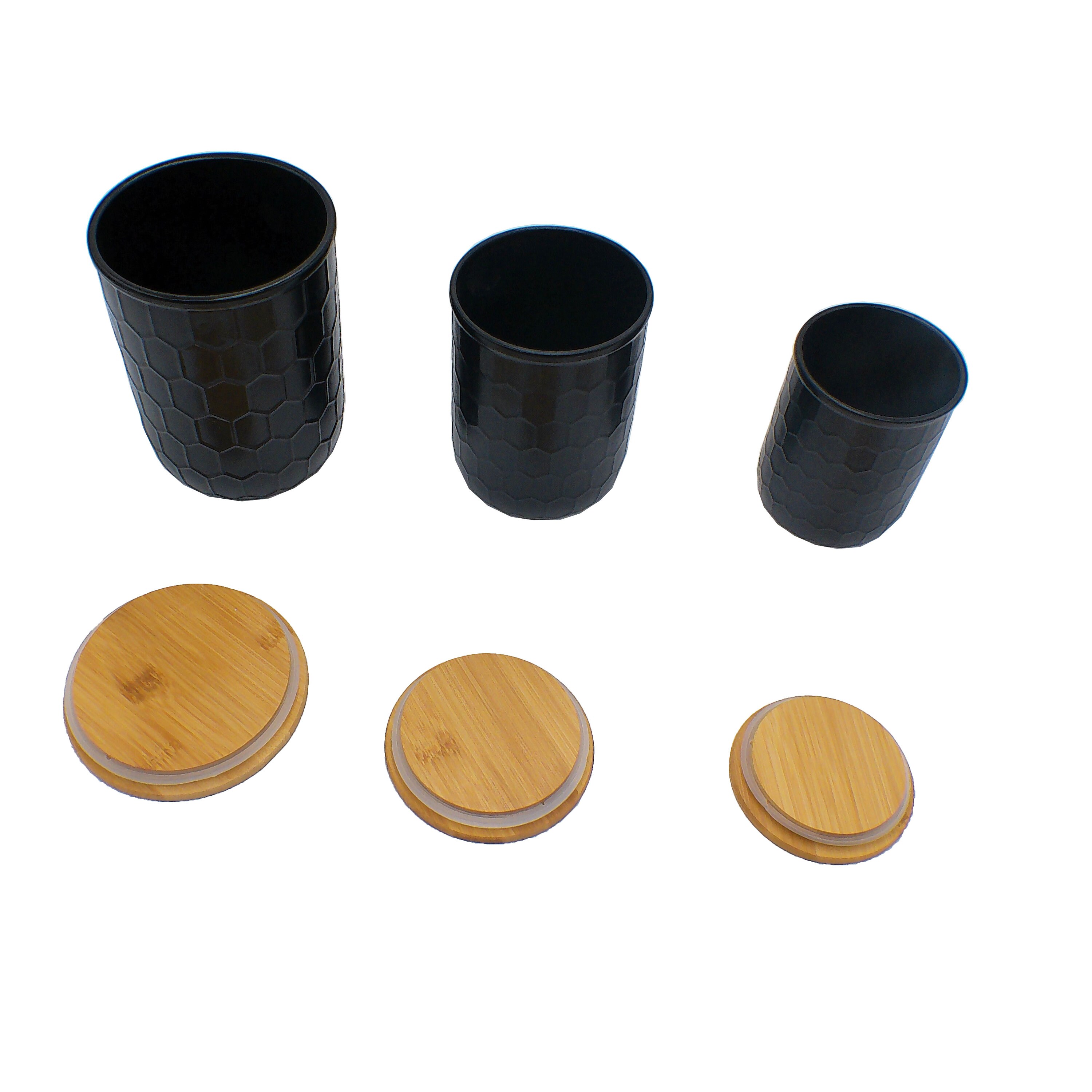 Kitchen Canisters White Stoneware Canisters With Bamboo - Etsy