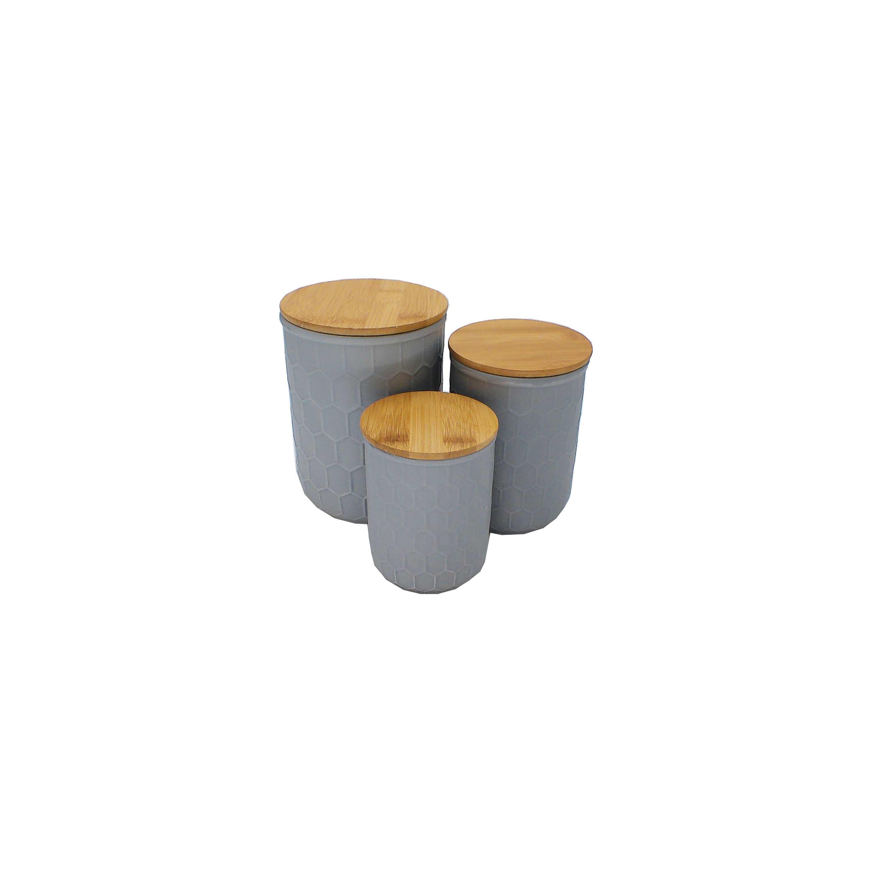 Kitchen Canisters White Stoneware Canisters With Bamboo - Etsy