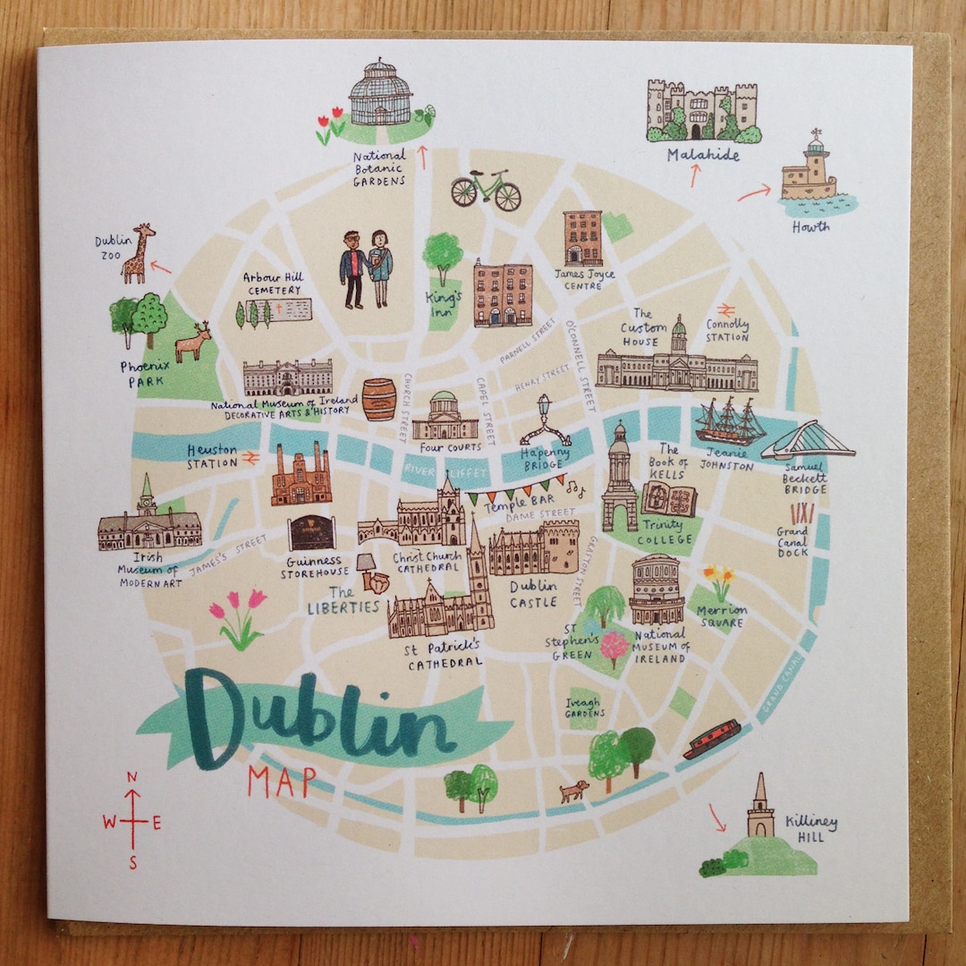 Map of Dublin Card - Etsy