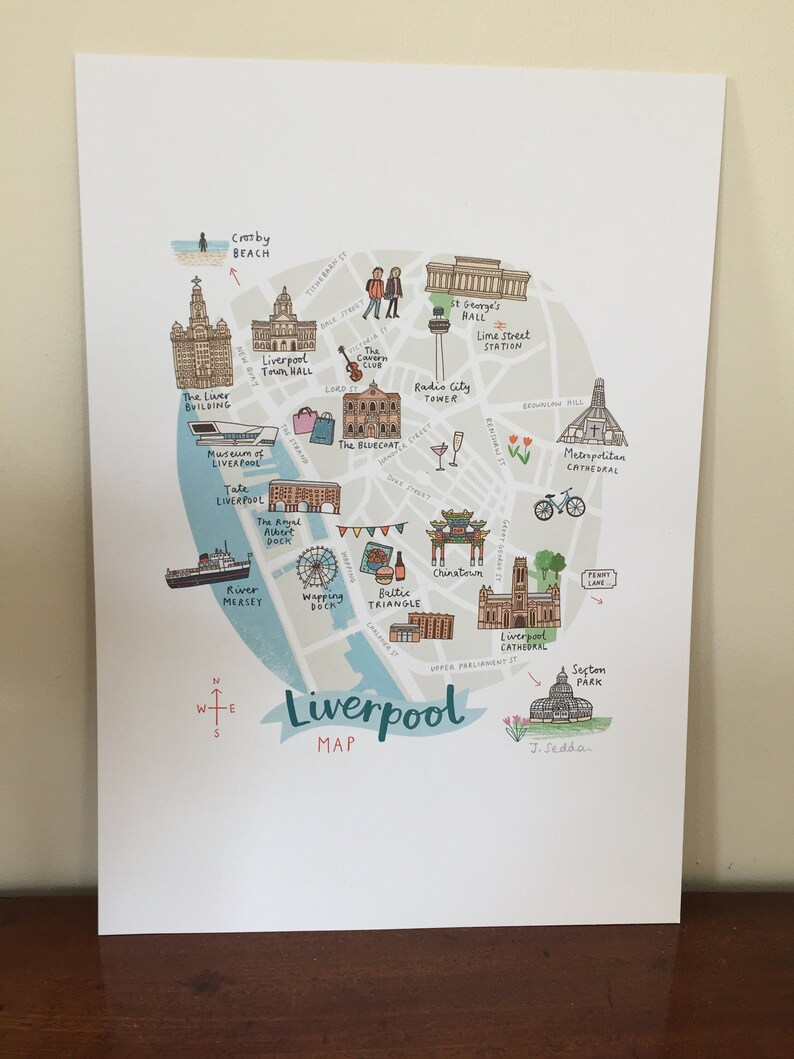 Map of Liverpool Print | Unframed A4 or A3 - Etsy