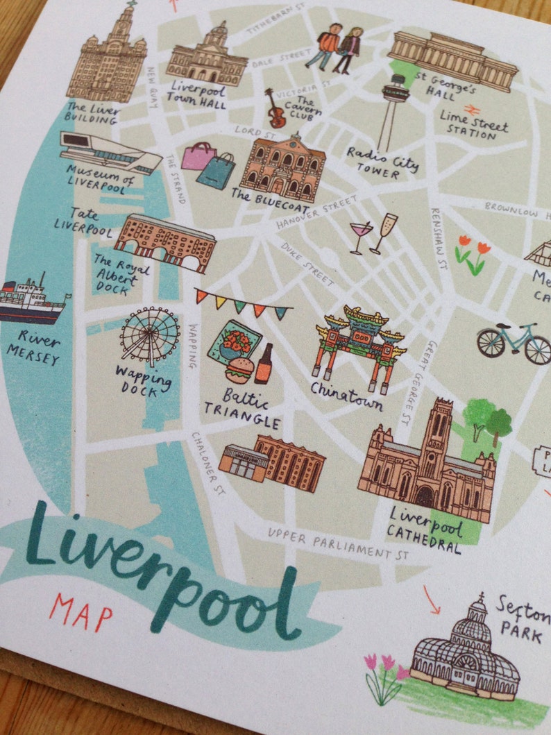 Map of Liverpool Card - Etsy UK