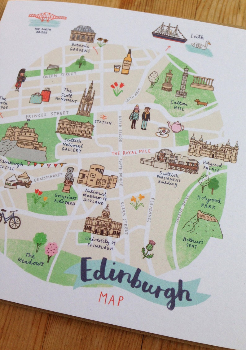 Map of Edinburgh Card - Etsy