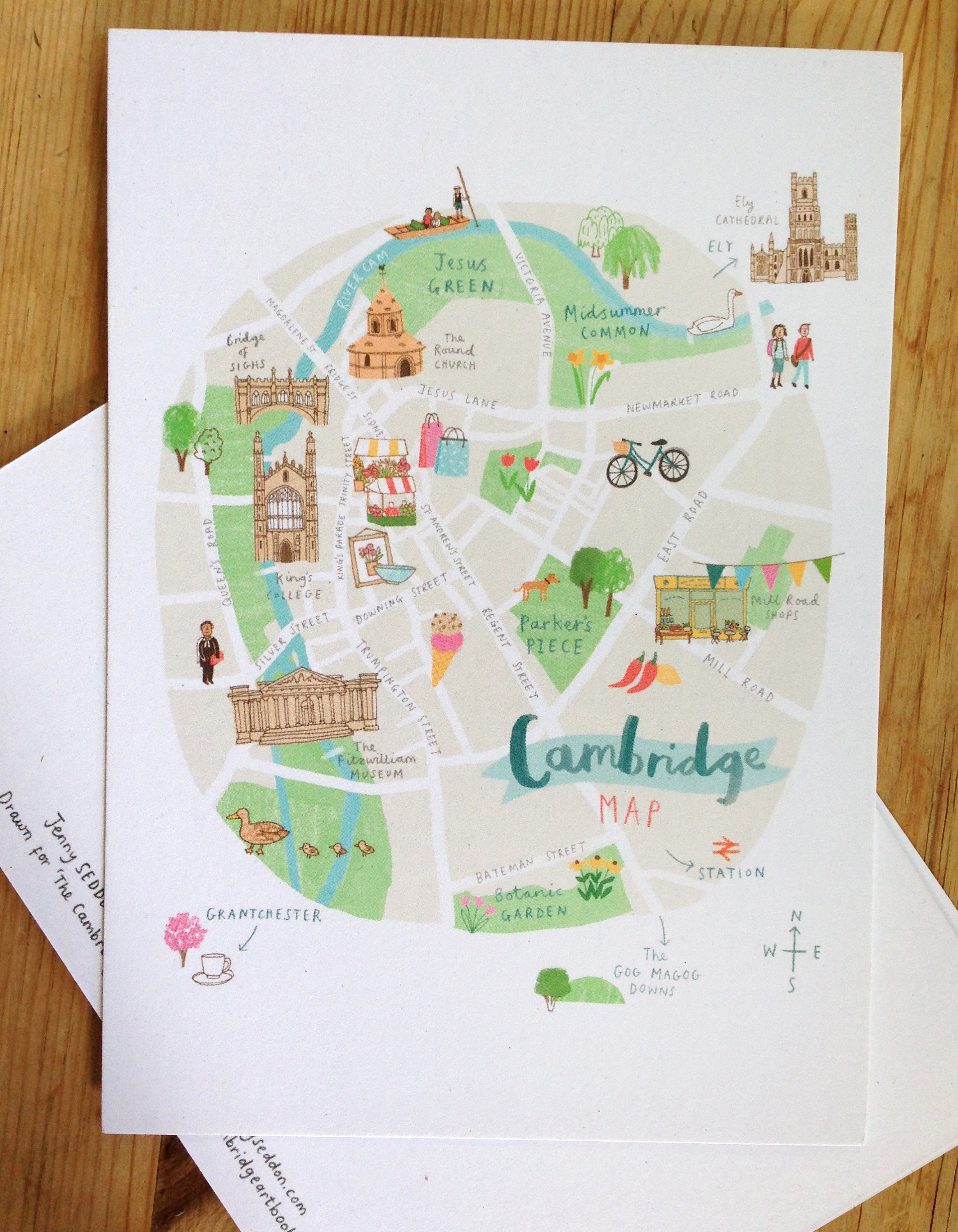 Map of Cambridge Postcard - Etsy UK