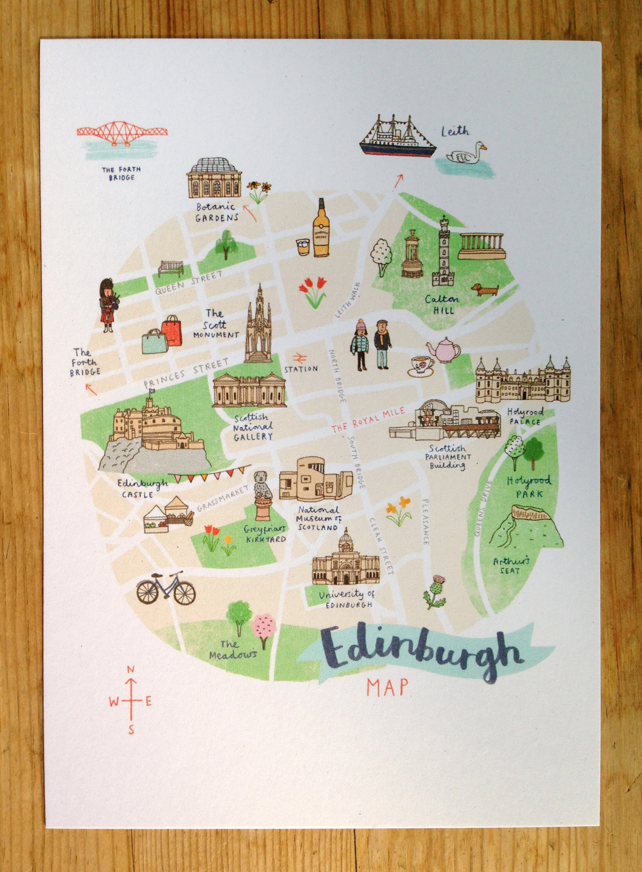 Map of Edinburgh Postcard - Etsy UK