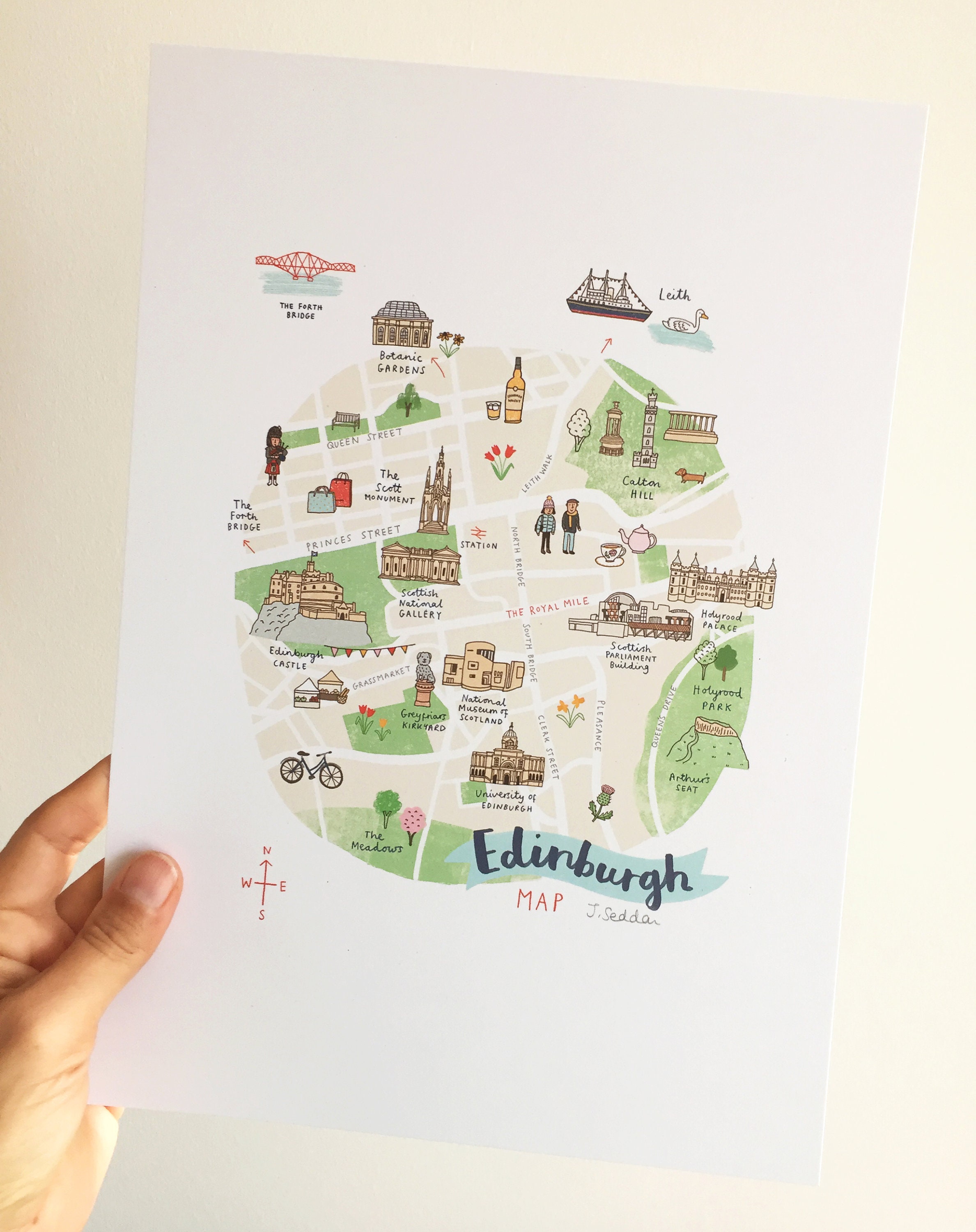 Map of Edinburgh A4 Print - Etsy