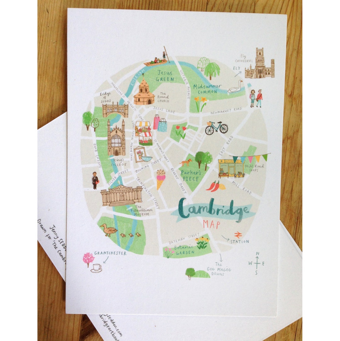 Map of Cambridge Postcard - Etsy UK