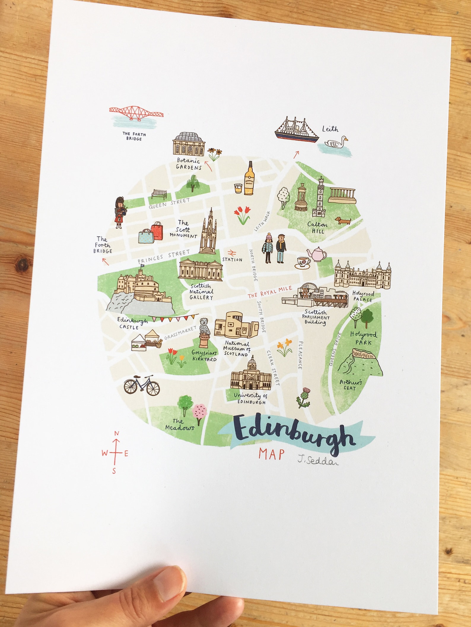 Map of Edinburgh A4 Print - Etsy