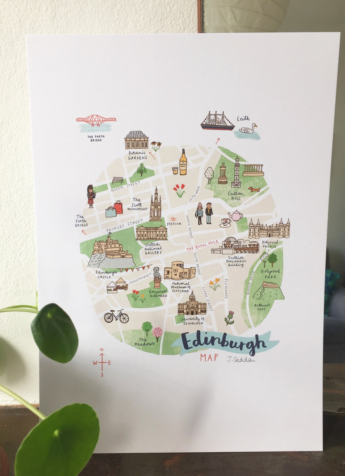Map of Edinburgh A4 Print - Etsy