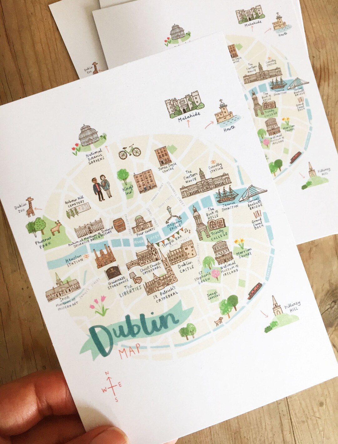 Map of Dublin Postcard - Etsy