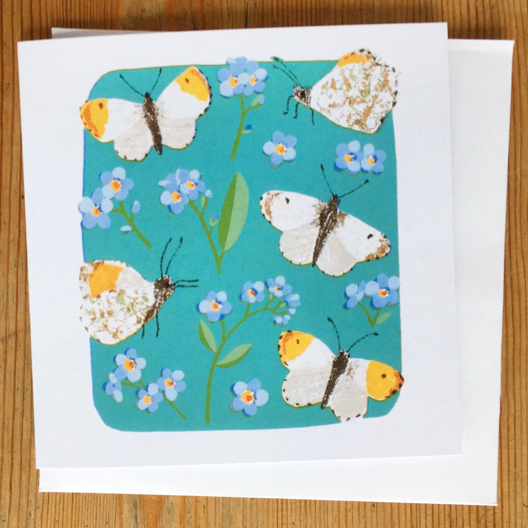 Orange Tips and Forget-me-nots Card - Etsy UK