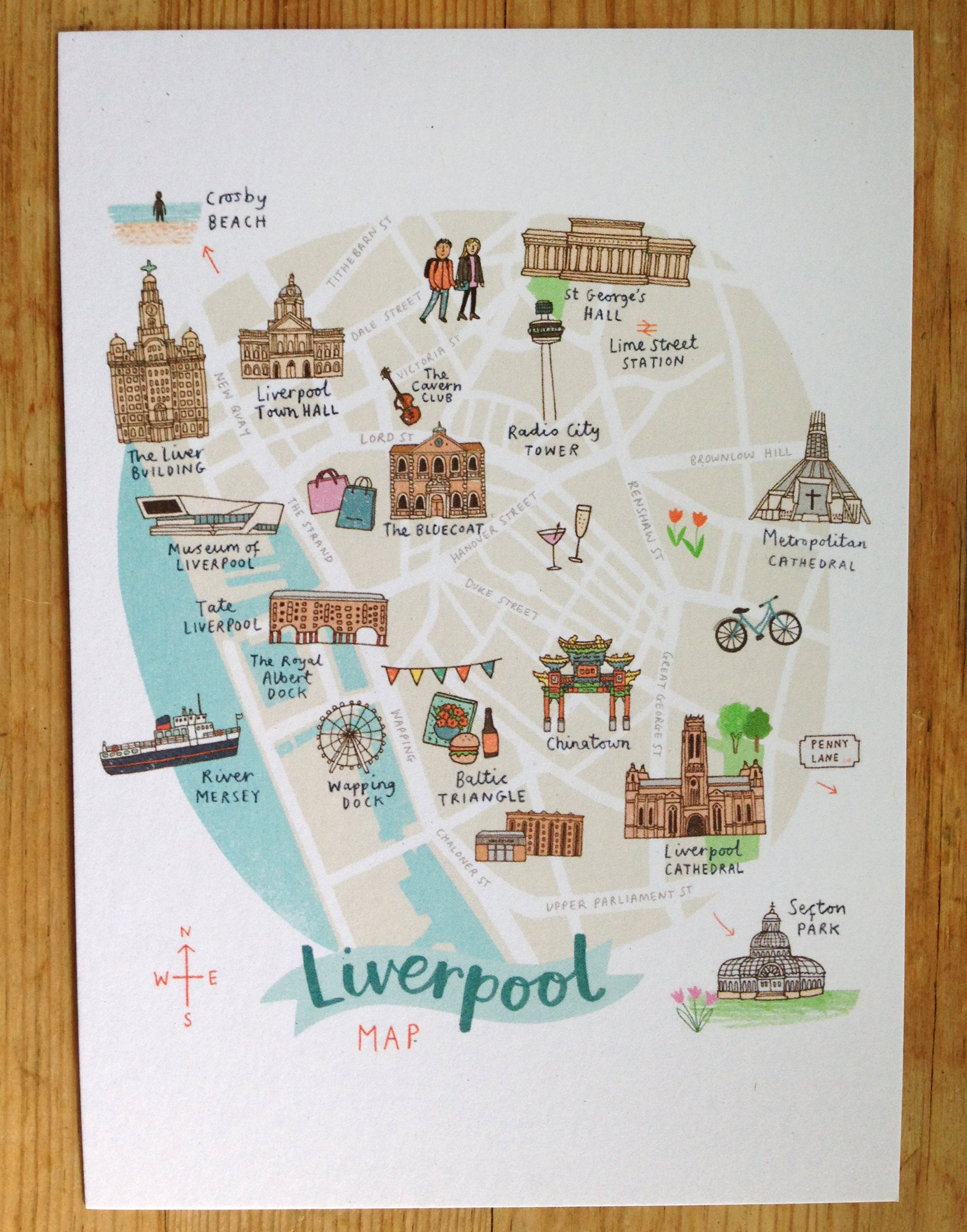Map of Liverpool Postcard - Etsy UK