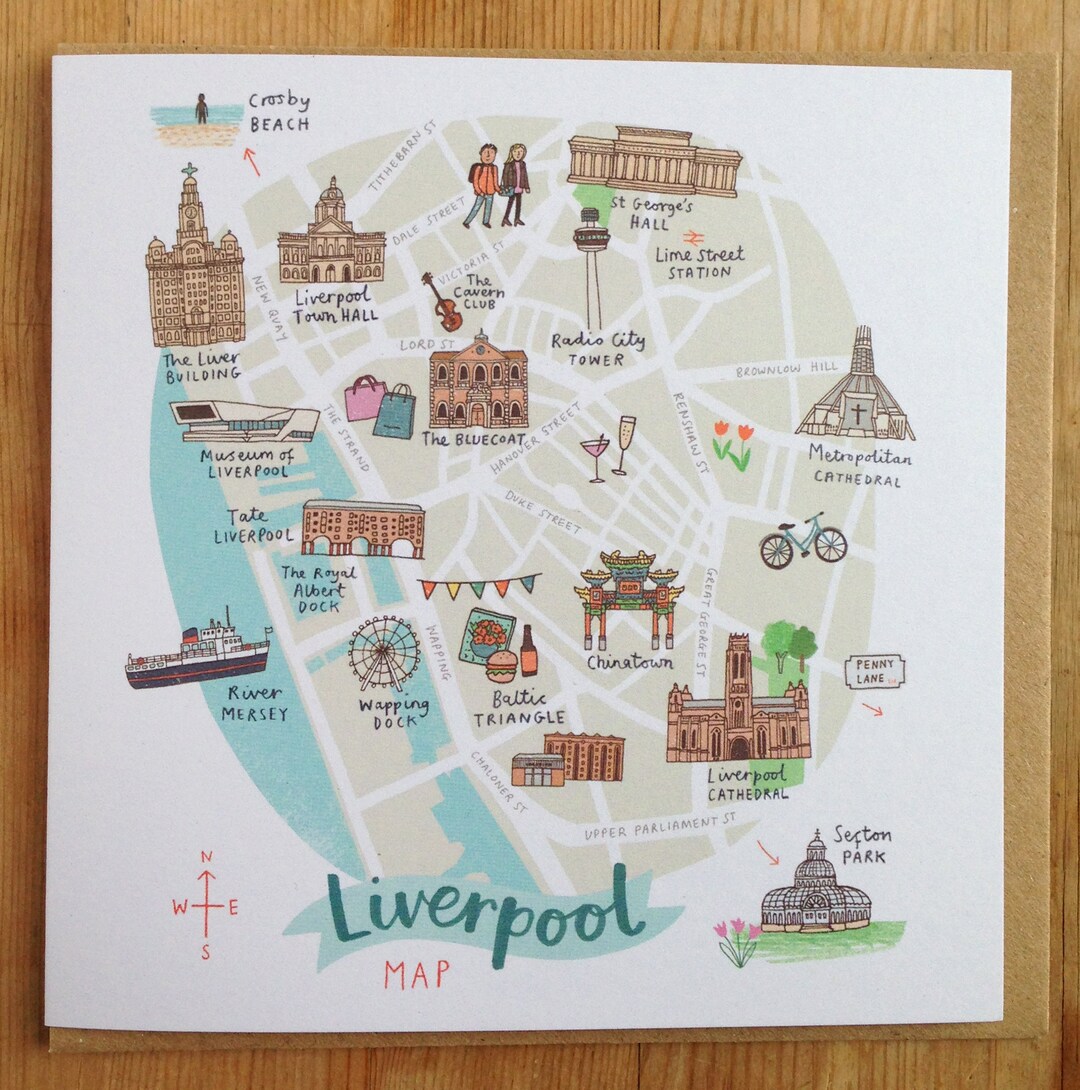 Map of Liverpool Card - Etsy
