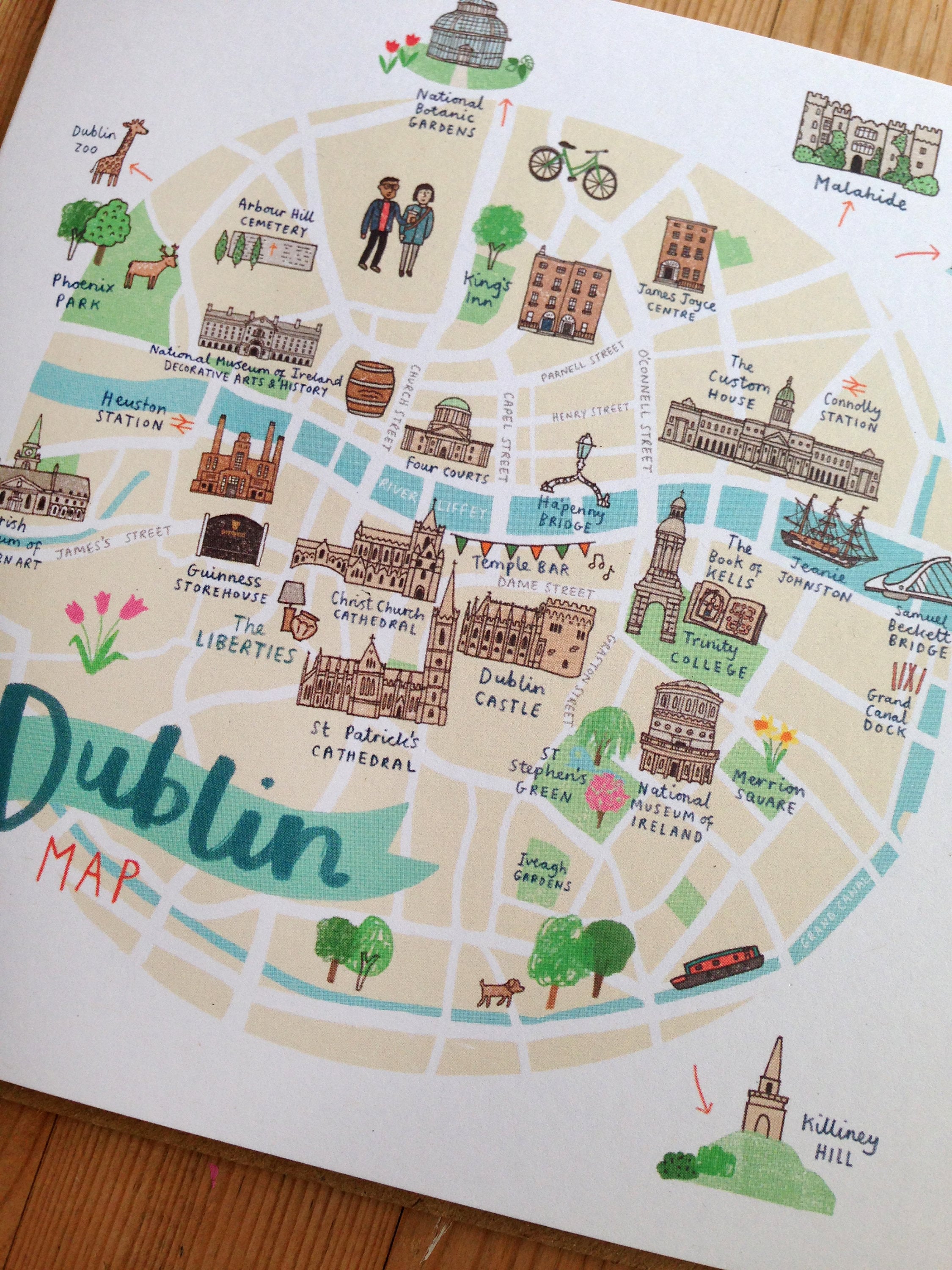 Map of Dublin Card - Etsy UK