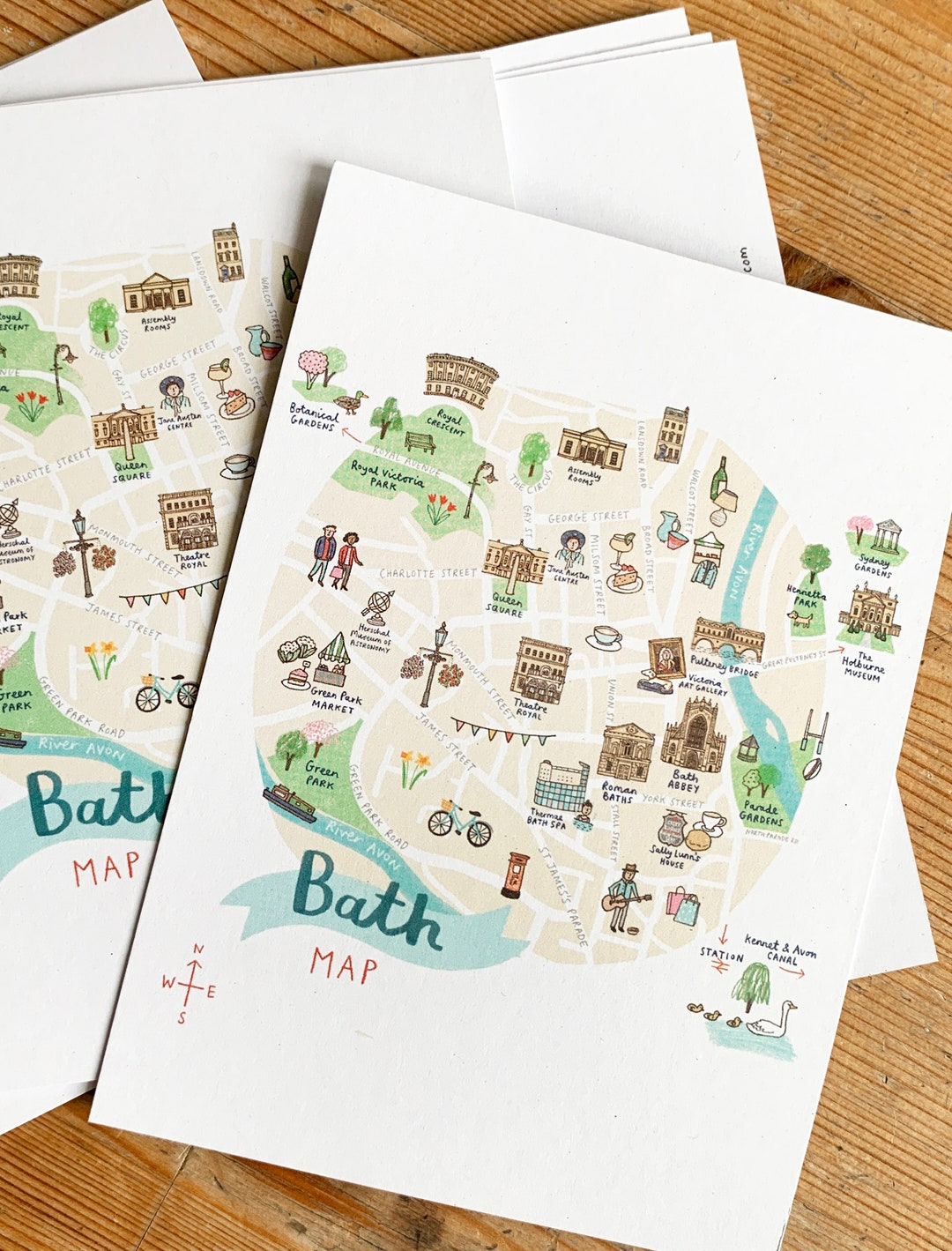 Map of Bath Postcard - Etsy