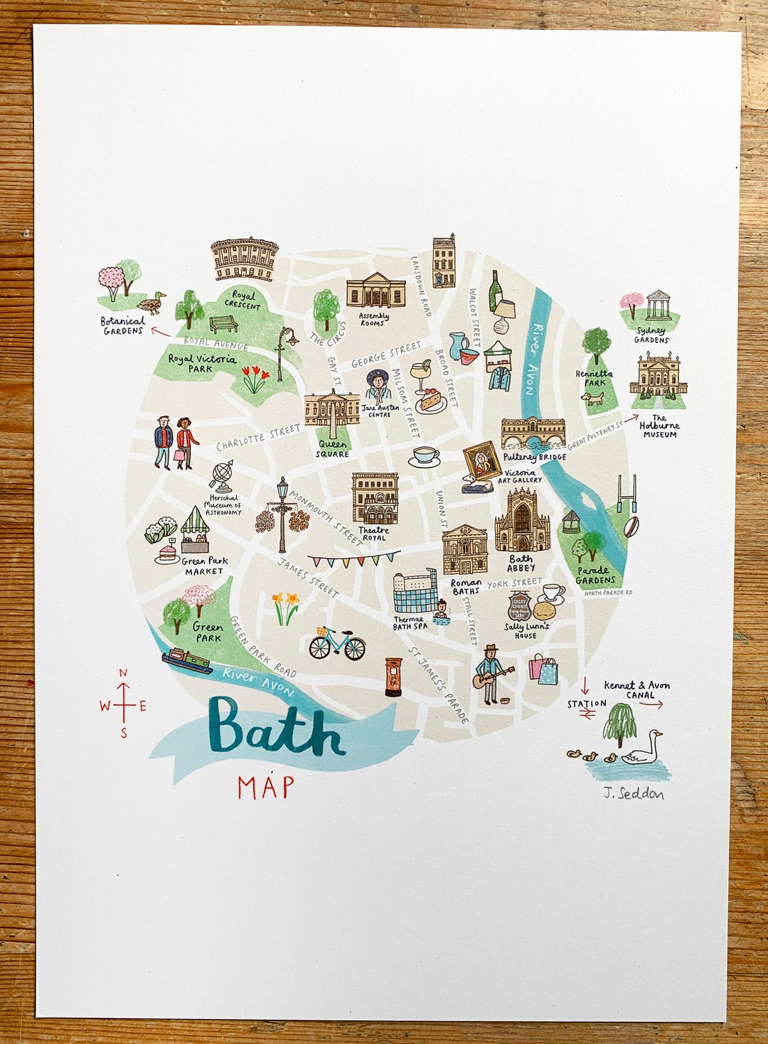 Map of Bath Print Unframed A4 or A3 - Etsy